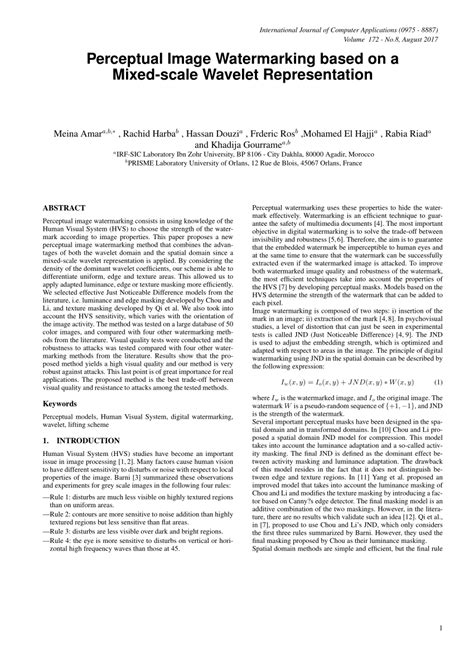 Pdf Perceptual Image Watermarking Based On A Mixed Scale Wavelet