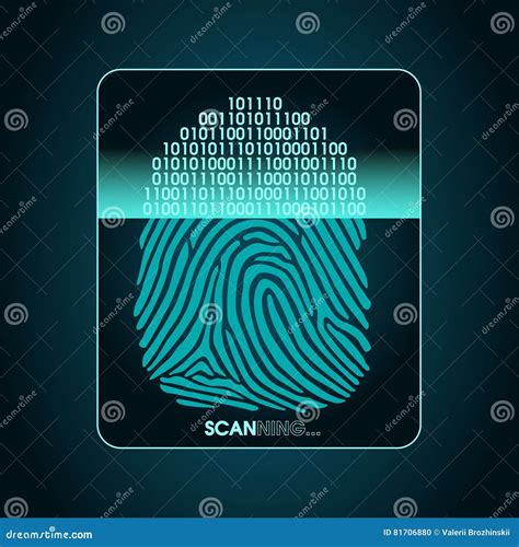 Fingerprint Scanning Digital Biometric Security System Data Protection Stock Vector