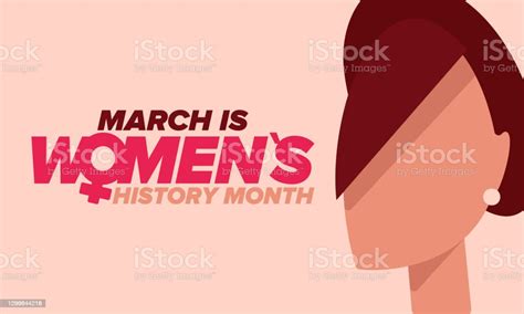 여성 역사의 달 3월에 매년 여성의 역사에 기여한 것을 기념합니다 여성 기호 여성의 권리 세계에서 소녀의 힘 포스터 엽서 배너 벡터 일러스트레이션 3월에 대한 스톡 벡터