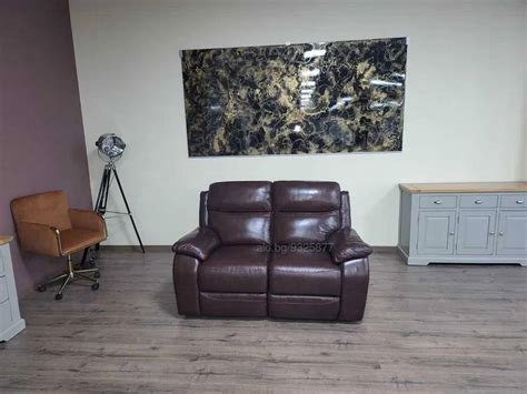 Кафяв диван двойка с ръчен релаксиращ механизъм Диван Мебели за дома