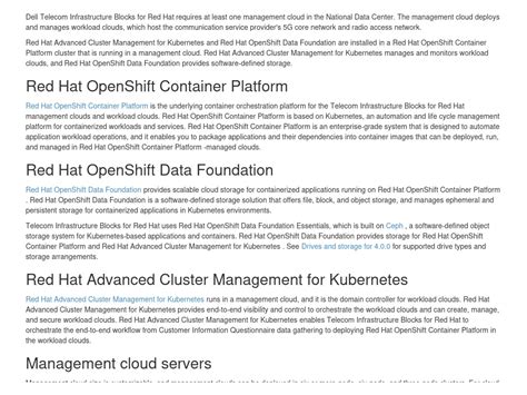 Management Clouds Dell Telecom Infrastructure Blocks For Red Hat 4 0 Architecture Guide Dell