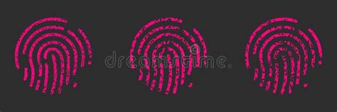 Unique Fingerprint Silhouette Color Icons Set Biometric Identification