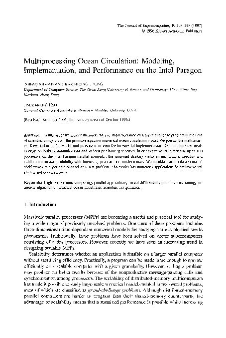Pdf Multiprocessing Ocean Circulation Modeling Implementation And
