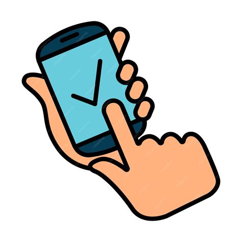 Premium Vector Mobile Confirmation Line Icon Hand Smartphone Checkmark Verification Approve