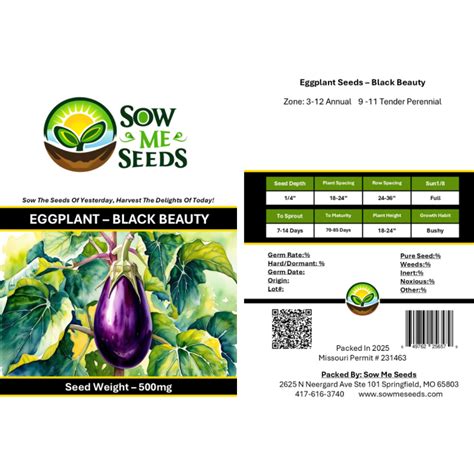 Eggplant Seeds Black Beauty Sow Me Seeds