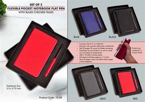 Set Of 2 Flexible Pocket A6 Notebook With Ruled And Checked Pages With Flat Pen At Rs 130 Piece