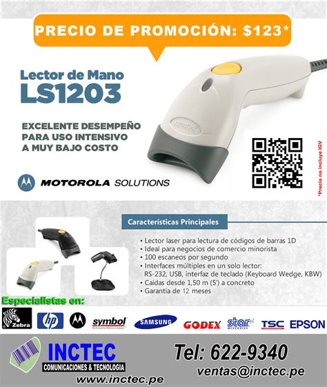 Lector De Código De Barras Symbol Ls1203 Computadores Moviles Impresoras Escaneres De Codigo