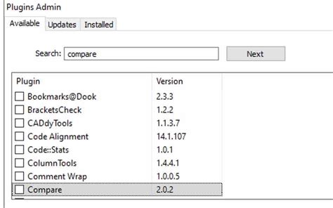 how to install compare two files plugin in notepad code2care