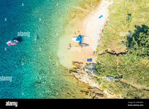 Idyllic Beach On Rab Island Aerial View Archipelago Of Croatia Stock
