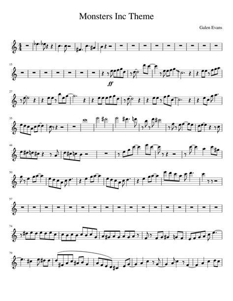 Monsters Inc Alto Sheet Music For Saxophone Alto Solo