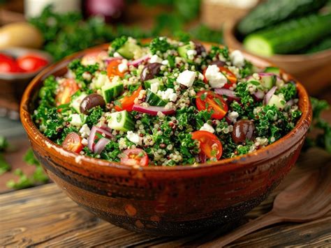 Mediterranean Quinoa And Kale Salad Premium Ai Generated Image