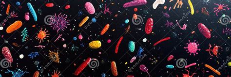 Microbial Diversity In A Vibrant Array Showcasing Various Bacteria And