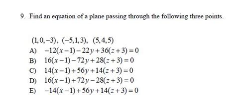 Solved Find An Equation Of A Plane Passing Through The