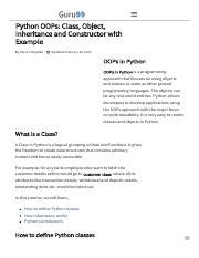 Python OOPs Class Object Inheritance And Constructor With Exa Pdf Python OOPs Class Object