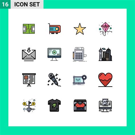 16 Thematic Vector Flat Color Filled Lines And Editable Symbols Of Letter Download Bookmark