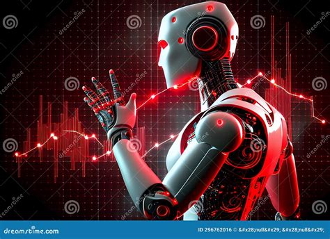 Robot Business And Trader Pointing Stock Chart Stock Graph Analysis To