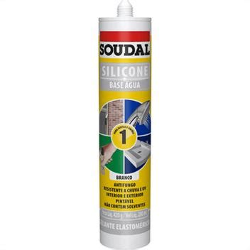 Cola Silicone 420g Soudal Base Agua Branco Selante Para Construção