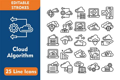 Cloud Algorithm Line Icons Graphic By Pexelpy · Creative Fabrica