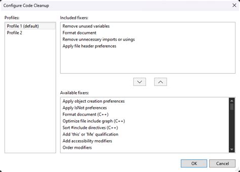 Code Style Options And Code Cleanup Visual Studio Windows