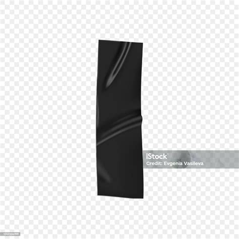 블랙 덕트 테이프 투명 한 배경에 격리 된 고정에 대 한 현실적인 검은 점착 테이프 조각 사실적인 3d 벡터 일러스트레이션 3