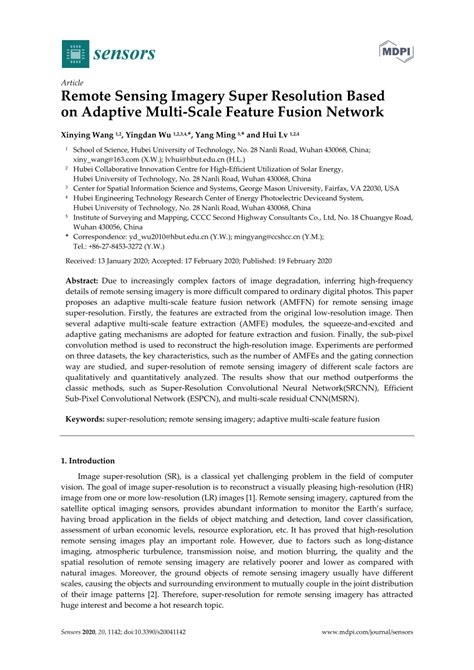 pdf remote sensing imagery super resolution based on adaptive multi