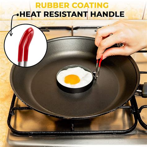 Badu Bg 4 бр Кръгъл тиган за яйца незалепваща топлоустойчива дръжка и четка за масло Готвене