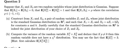 Solved Question 2 Suppose That X1 And X2 Are Two Random