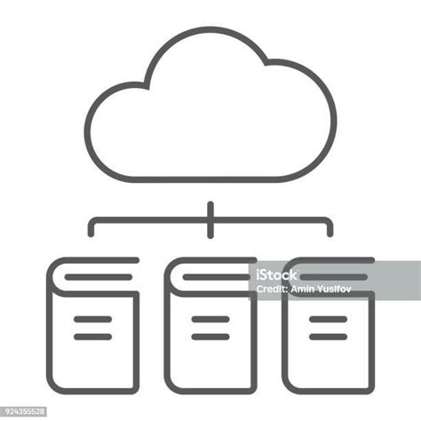 디지털 도서관 선 아이콘 전자 학습 및 교육도 서 기호 벡터 그래픽 흰색 배경 Eps 10에 선형 패턴 클라우드 0명에 대한 스톡 벡터 아트 및 기타 이미지 Istock