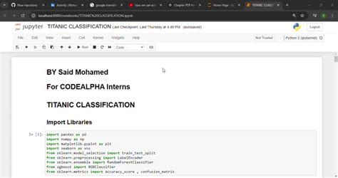 said mohamed on linkedin machinelearning titanic codealpha datascience ai predictivemodeling…