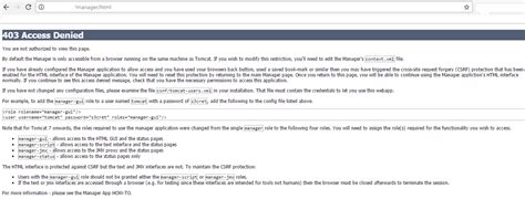 Tomcat Manager Gui Not Working Stack Overflow