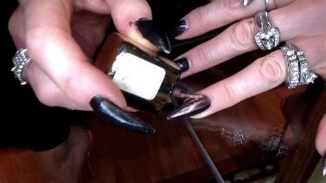 Paint My Long Fingernails In Red High Heeled Mules Full Clip