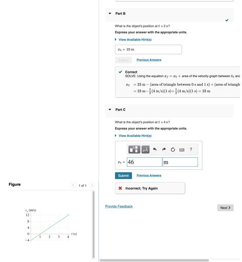 solved part bwhat is the object s position at t 2s express
