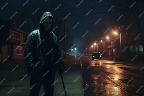 View Of Scary Entity At Night On The Street Ai Generated Image