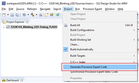 howto create the blinking led example project using s32k144 sdk nxp