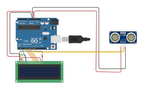 Circuit Design Ultrasonic Sensor Using Arduino Tinkercad
