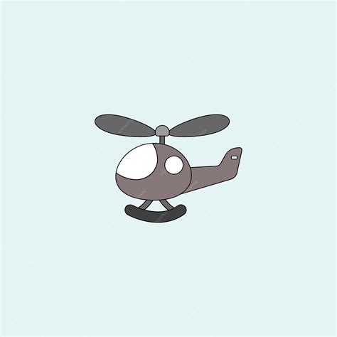 귀여운 만화 헬리콥터입니다 벡터 일러스트 레이 션 프리미엄 벡터