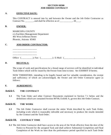 Work Order Contract Template