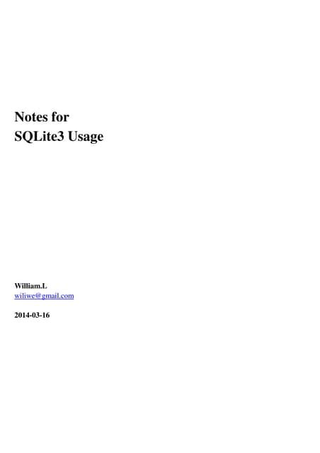 Notes For Sqlite3 Usage Pdf