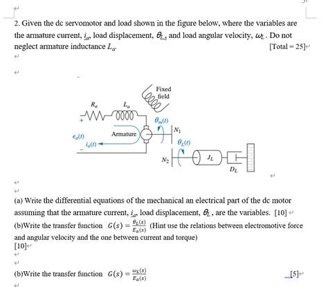 Solved Given The Dc Servomotor And Load Shown In The Chegg