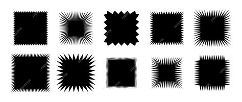 Premium Vector Zig Zag Edge Square Shape Collection Jagged Elements Set Black Graphic Design