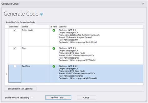 code generation task viewer llblgen pro designer v5 1 documentation