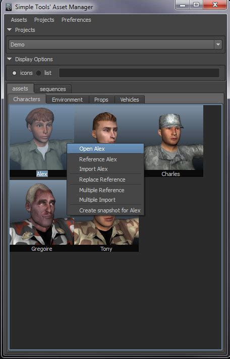 simple tools asset manager for maya data management scripts plugins