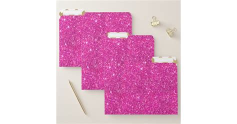 Girly Hot Pink Faux Glitter Chevron Pattern File Folder Zazzle