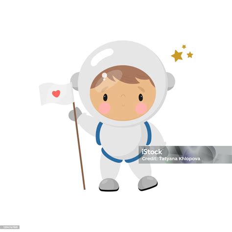 귀여운 코스모나우트 만화 스타일 벡터 일러스트레이션 카드 포스터 배너 어린이 책 팩에 인쇄 옷 직물 벽지 섬유 또는 접시에 인쇄 우주 비행사에 대한 스톡 벡터 아트 및 기타