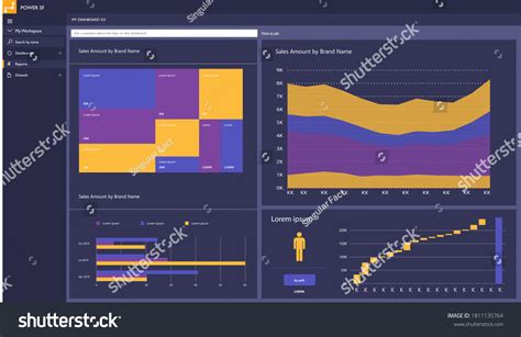 Power Bi Templatediagrams Editgraph Dashboardeps Stock Vector Royalty Free