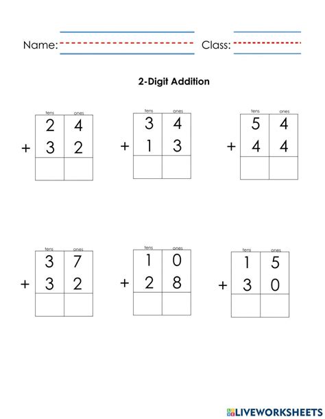 2 Digit Addition Worksheet