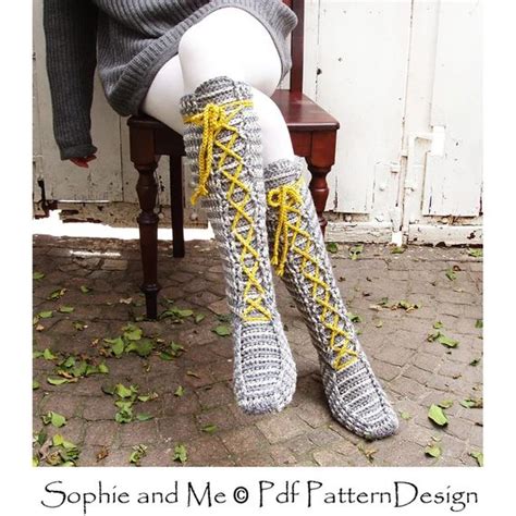Knee High Laced Socks Crochet Pattern Instant Download Etsy Canada