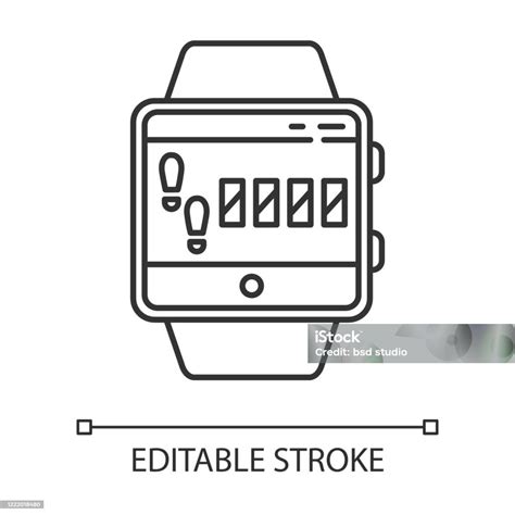 스마트 워치 기능 선형 아이콘을 추적하는 단계 스포츠 트레이닝 도보 거리 다리 기반 유산소 운동 가는 선 그림입니다 등고선 기호입니다 벡터 절연 윤곽선 도면 편집 가능한