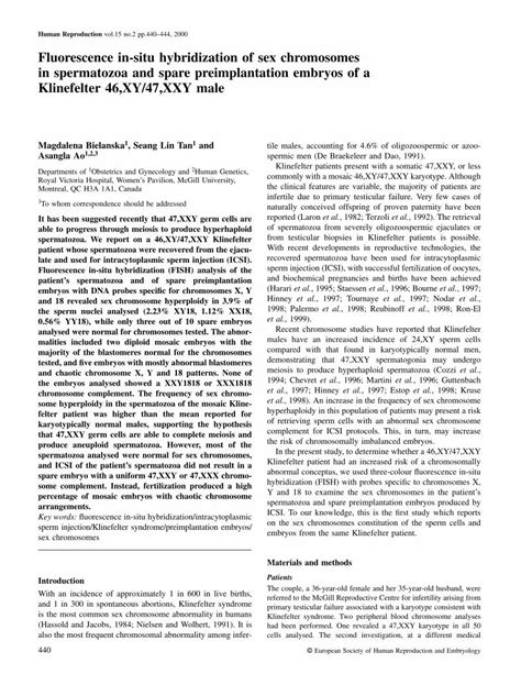 Pdf Fluorescence In Situ Hybridization Of Sex Chromosomes In