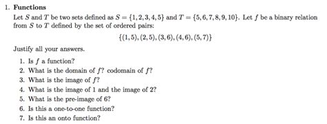 Solved Functions Let S And T Be Two Sets Defined As S Chegg Com